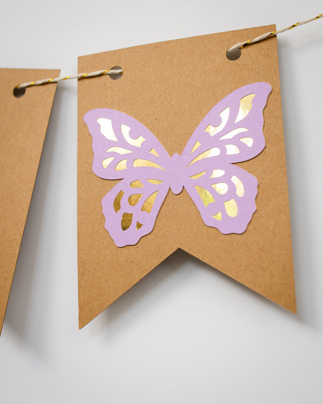 Personalised Banner With Purple Letters, Custom Bunting, Butterfly Name ...