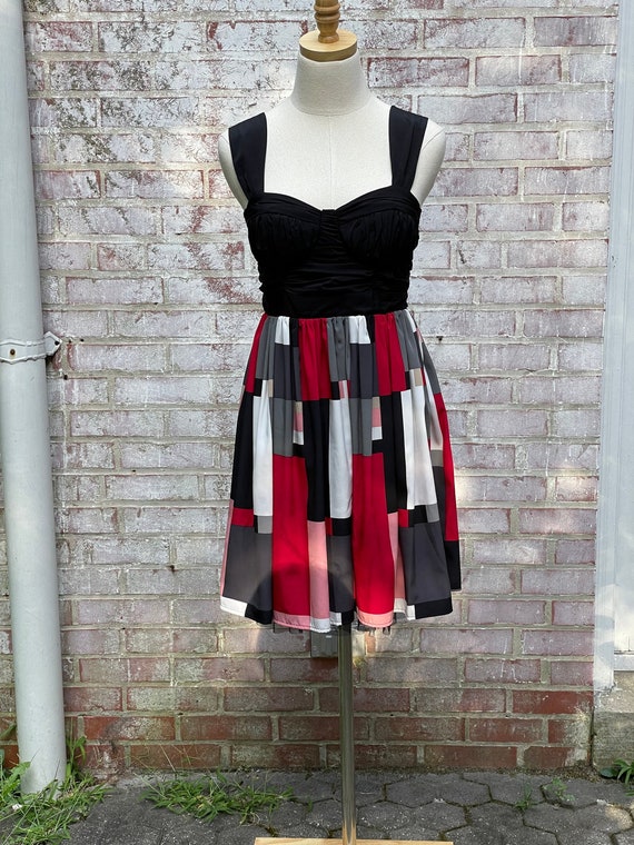 1980s Candies Color Block Mini Dress | 1980s Bustier … - Gem