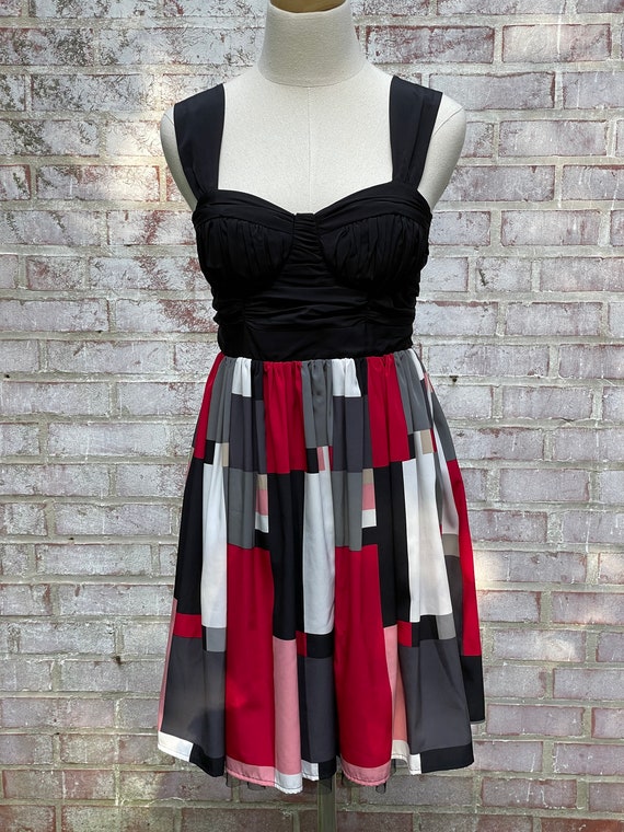 1980s Candies Color Block Mini Dress | 1980s Bustier … - Gem