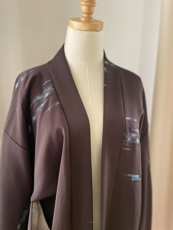 Lovely Vintage Brown Silk Japanese Haori Robe Jacket … - Gem