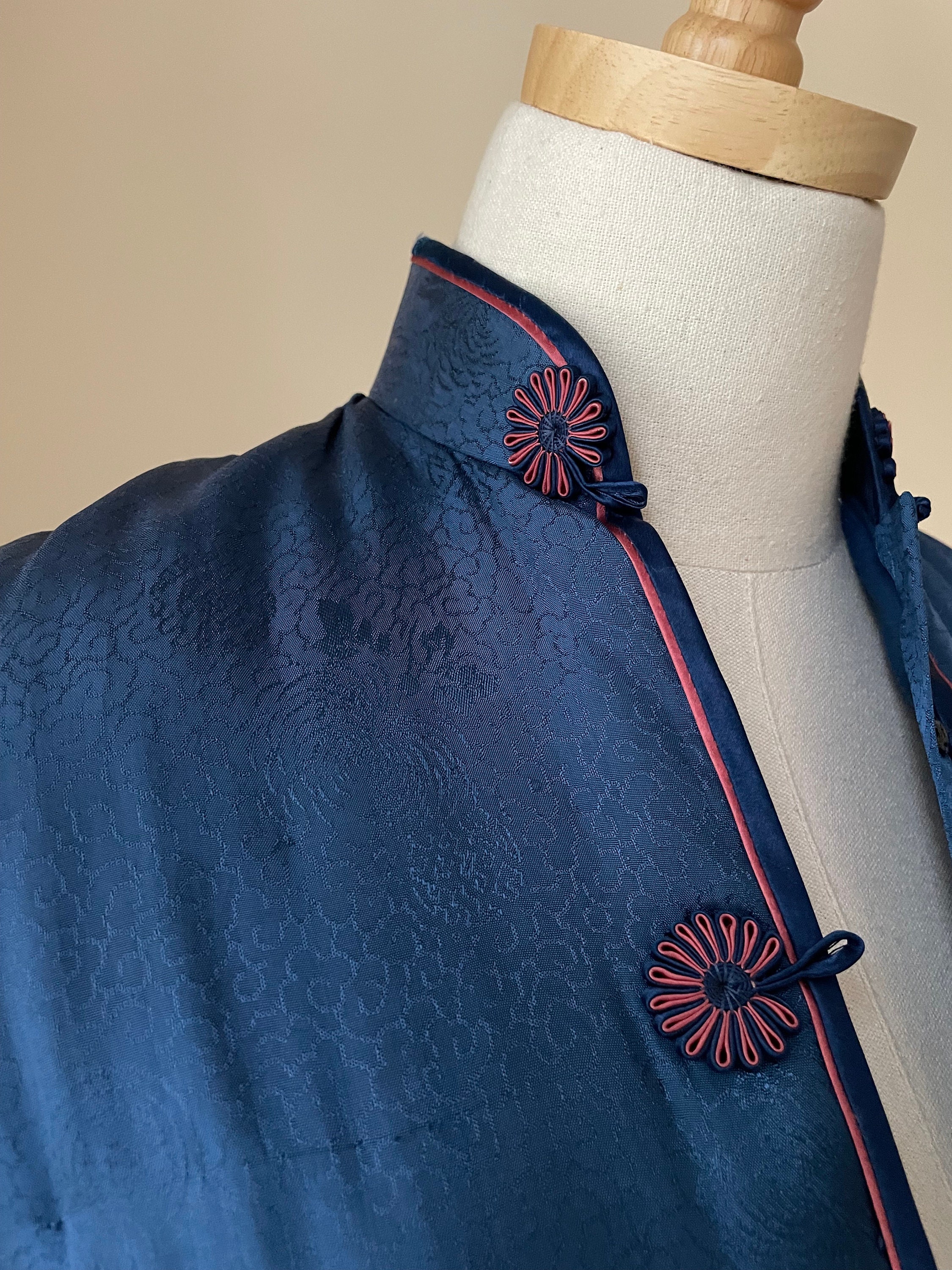 Vintage Kim's Blue Silk Asian Chinese Quilted Jacket Size Extra-small ...