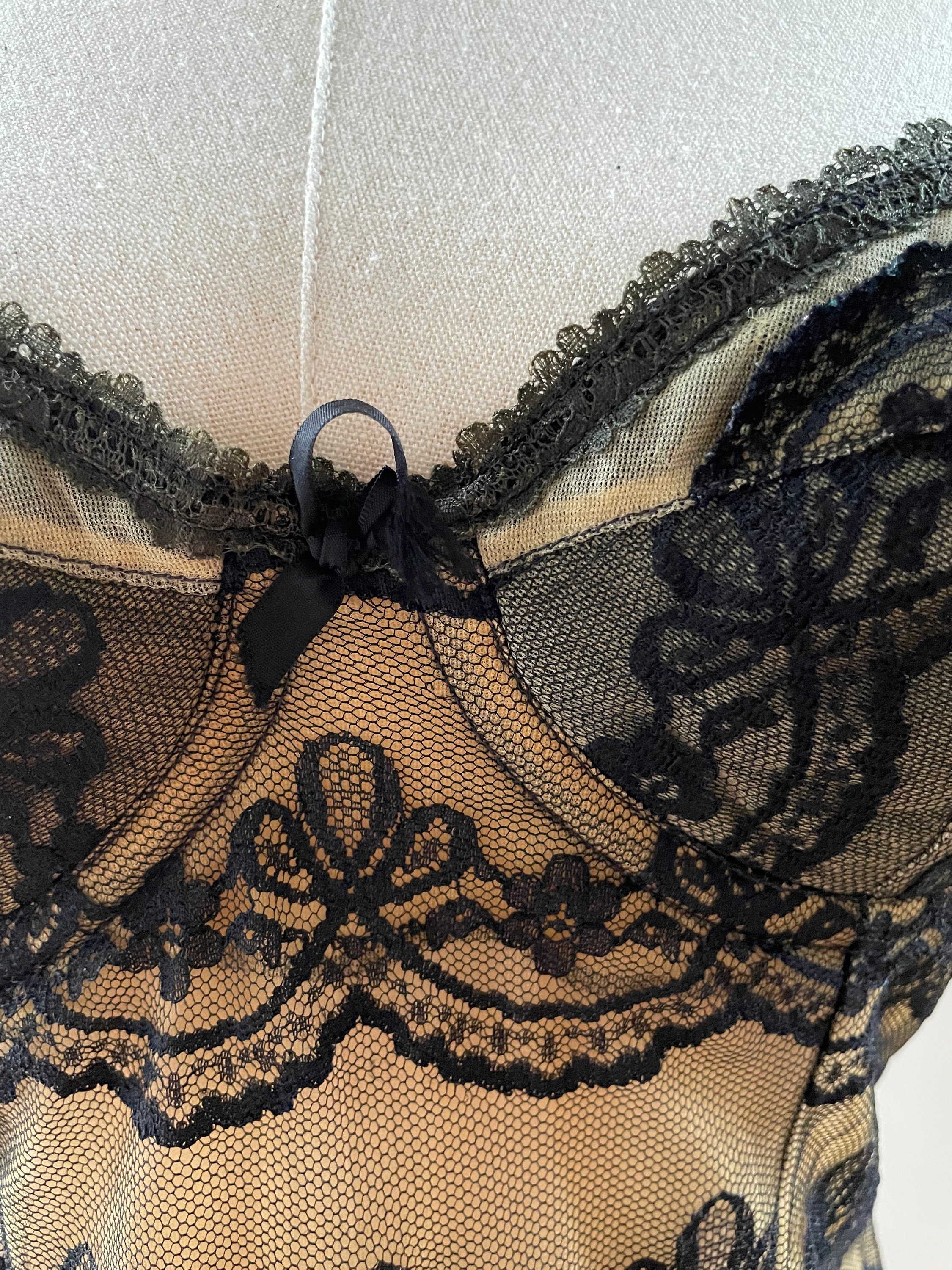 Vintage 1970s Janet Reger Lace Babydoll Negligee Vintage Black and Tan ...