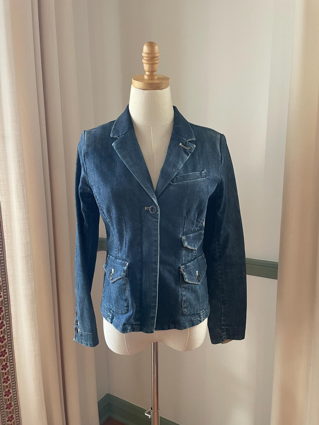 Fabulous 2000's Fitted Jean Jacket Size Small | Vintage Denim Jean ...
