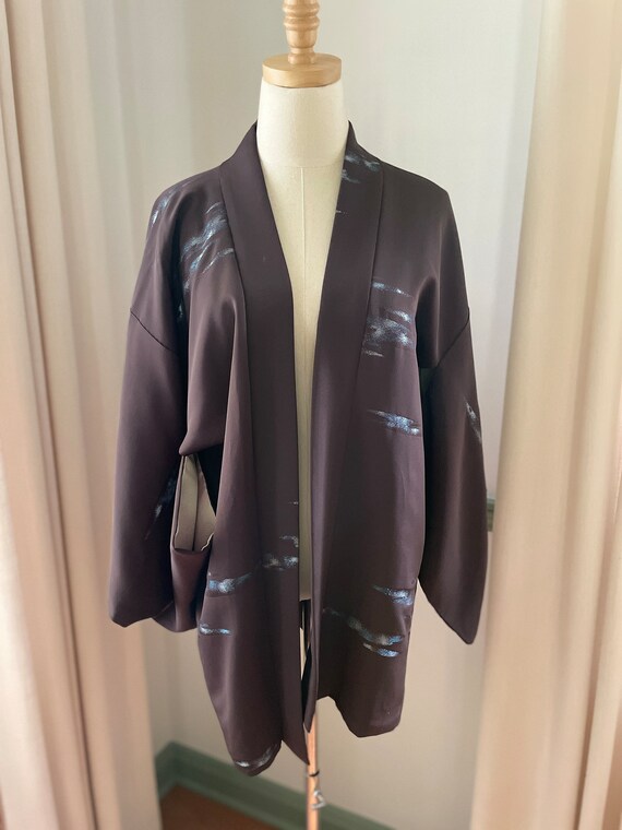 Lovely Vintage Brown Silk Japanese Haori Robe Jacket … - Gem