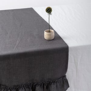 Gray Linen Table Runner, Table Runner With Ruffle, Linen Runners ...
