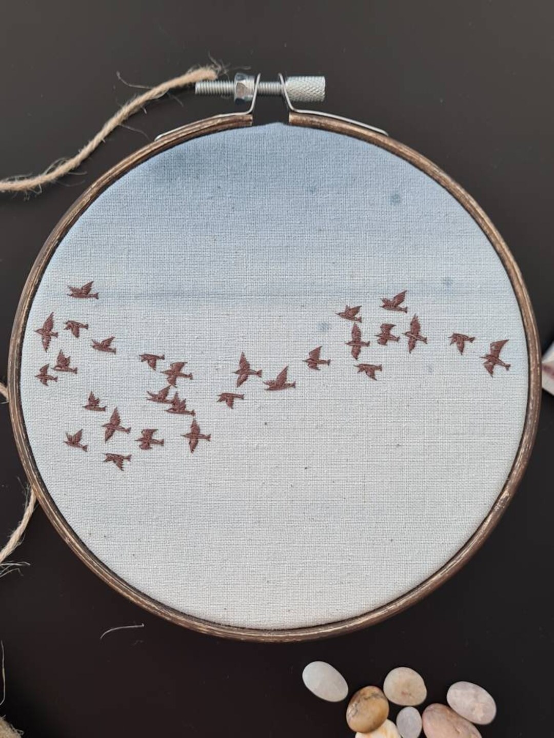 5" Hand Embroidered Birds in Flight - Etsy