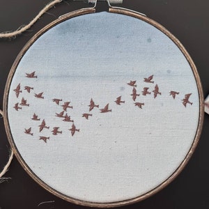 5" Hand Embroidered Birds in Flight - Etsy
