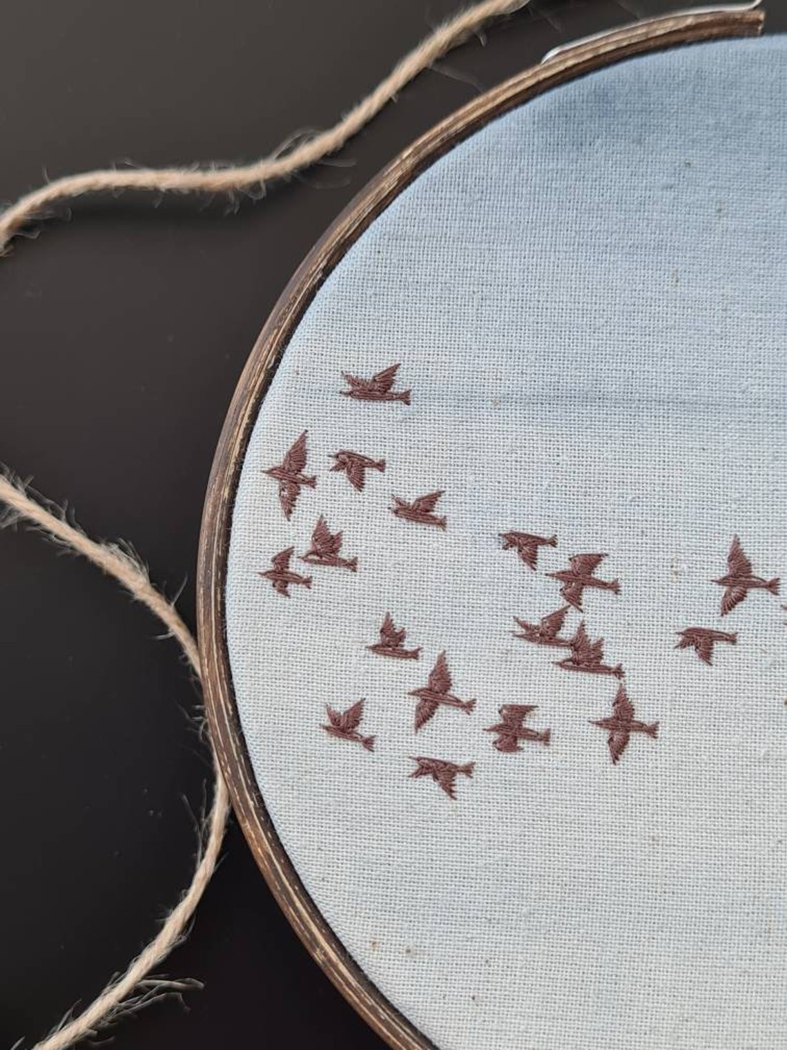 5" Hand Embroidered Birds in Flight - Etsy