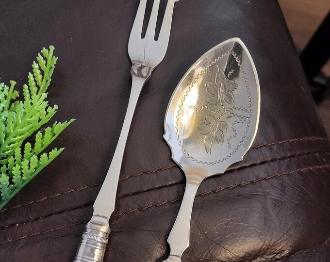 Antique Pickle Fork & Serving Spoon, Set of 2 With Mother of Pearl ...