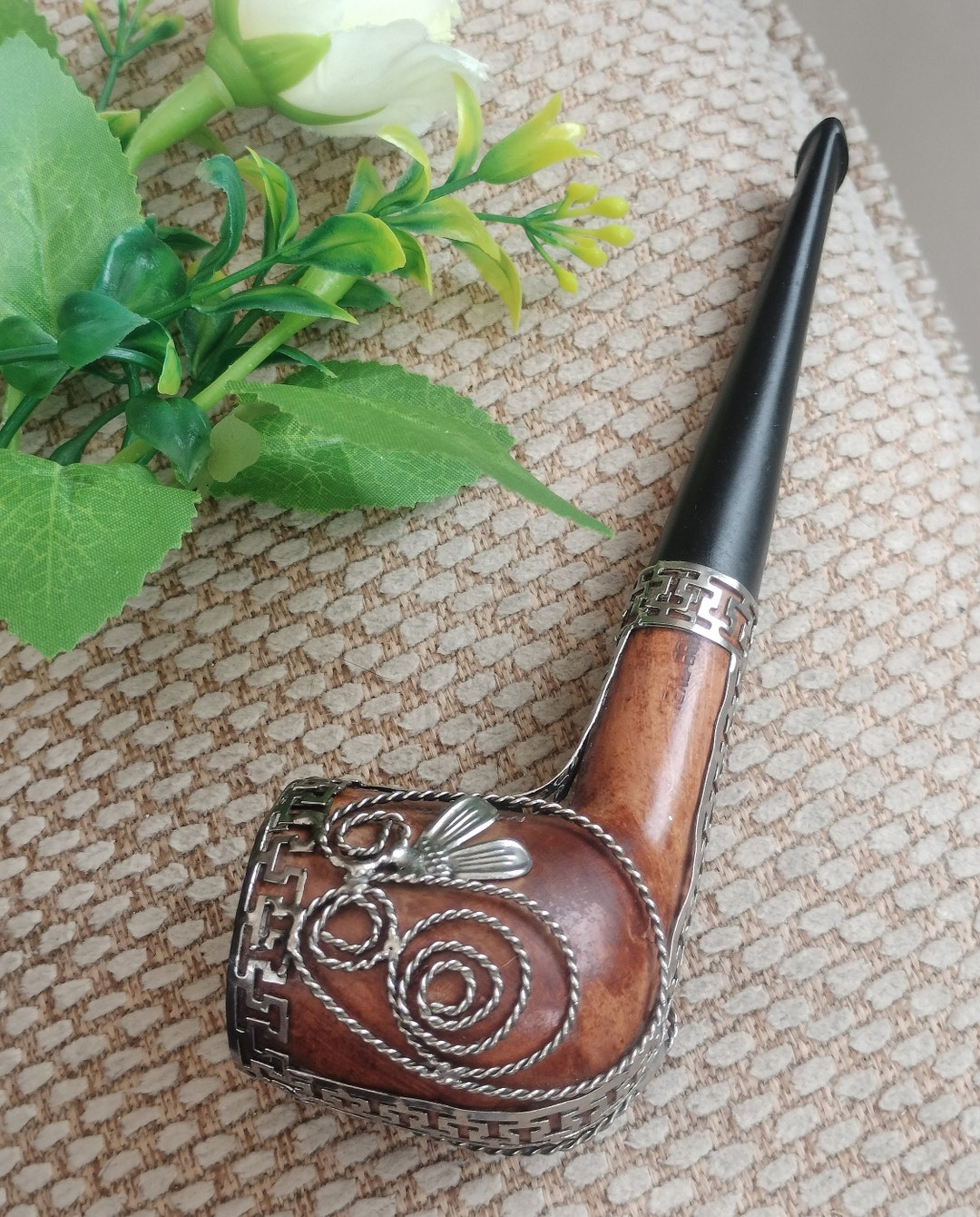 Briar Pipe With Filigree Wrap, Unique and Beautiful Design With Ebonite ...