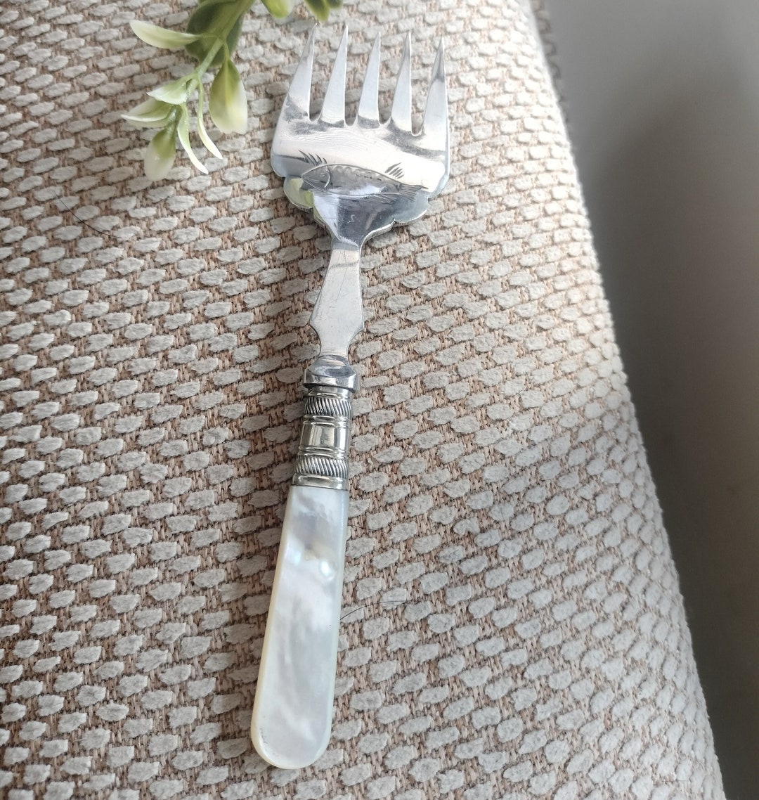 Antique Sardine Fork, Etched Fish Design With Mother of Pearl Handle ...