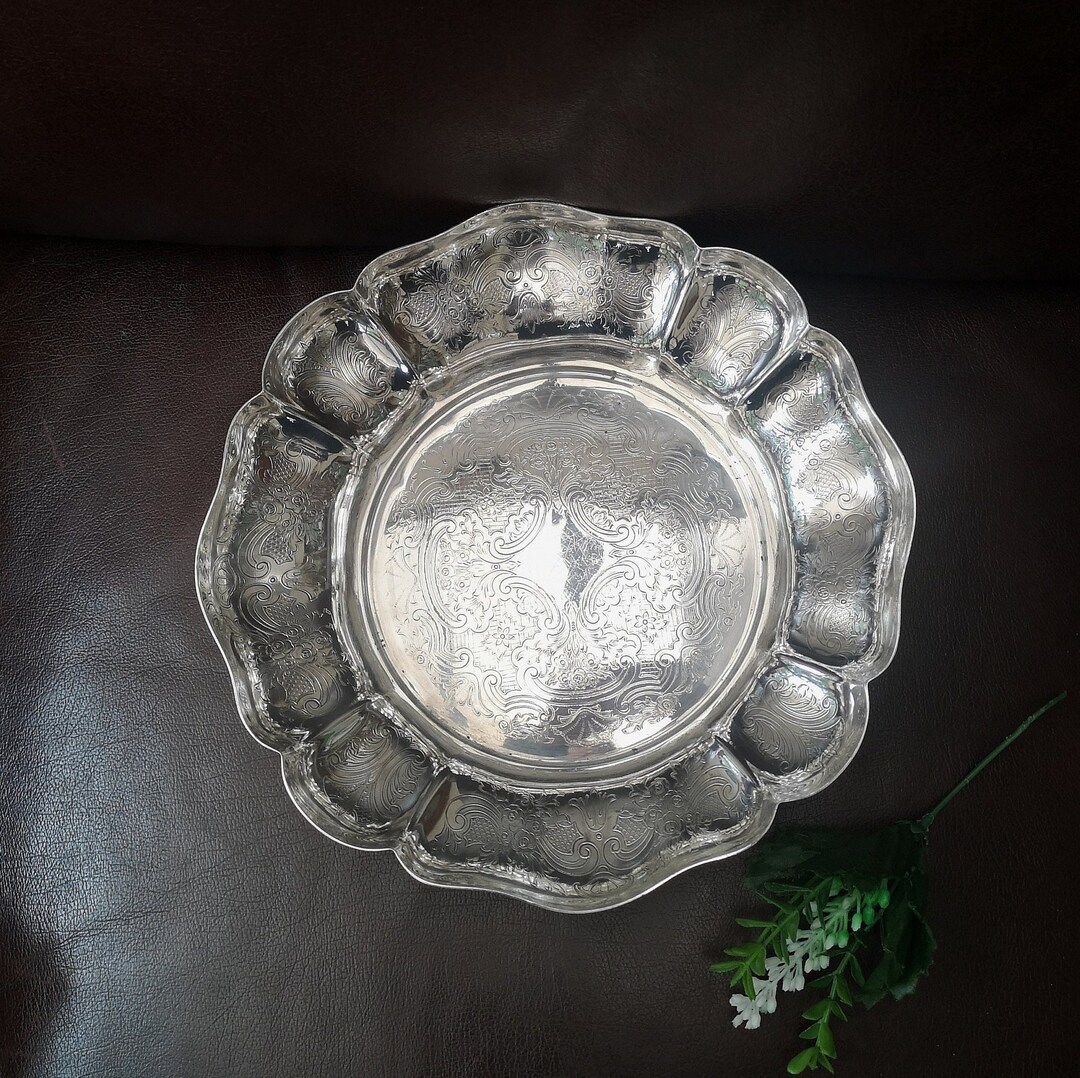 Barker Ellis Serving Dish, Fancy Scalloped Fruit Bowl, Menorah Hallmark ...