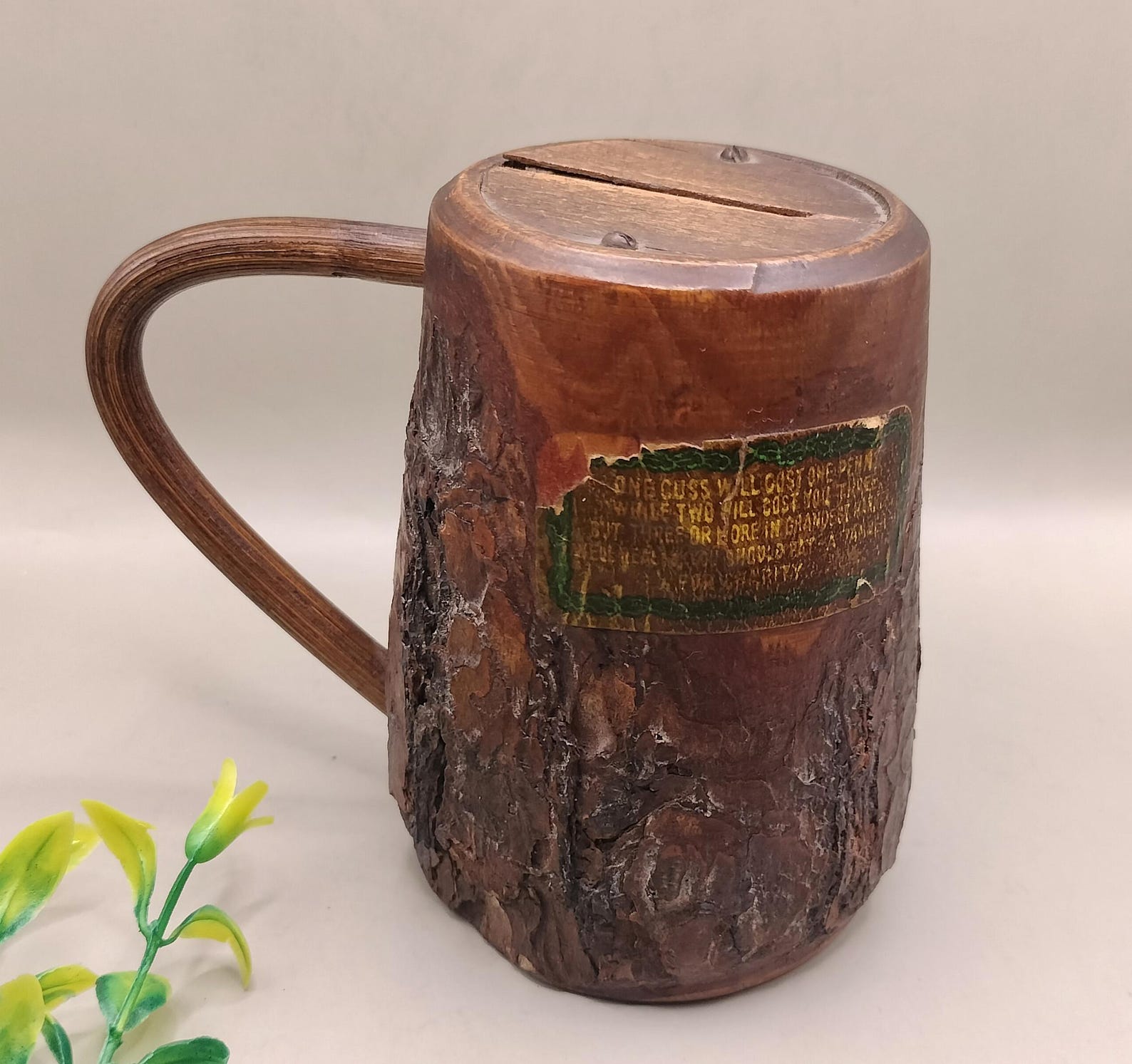 Cuss Box, Wooden Mug With Lid & Original Label, Funny Rustic Decor - Etsy