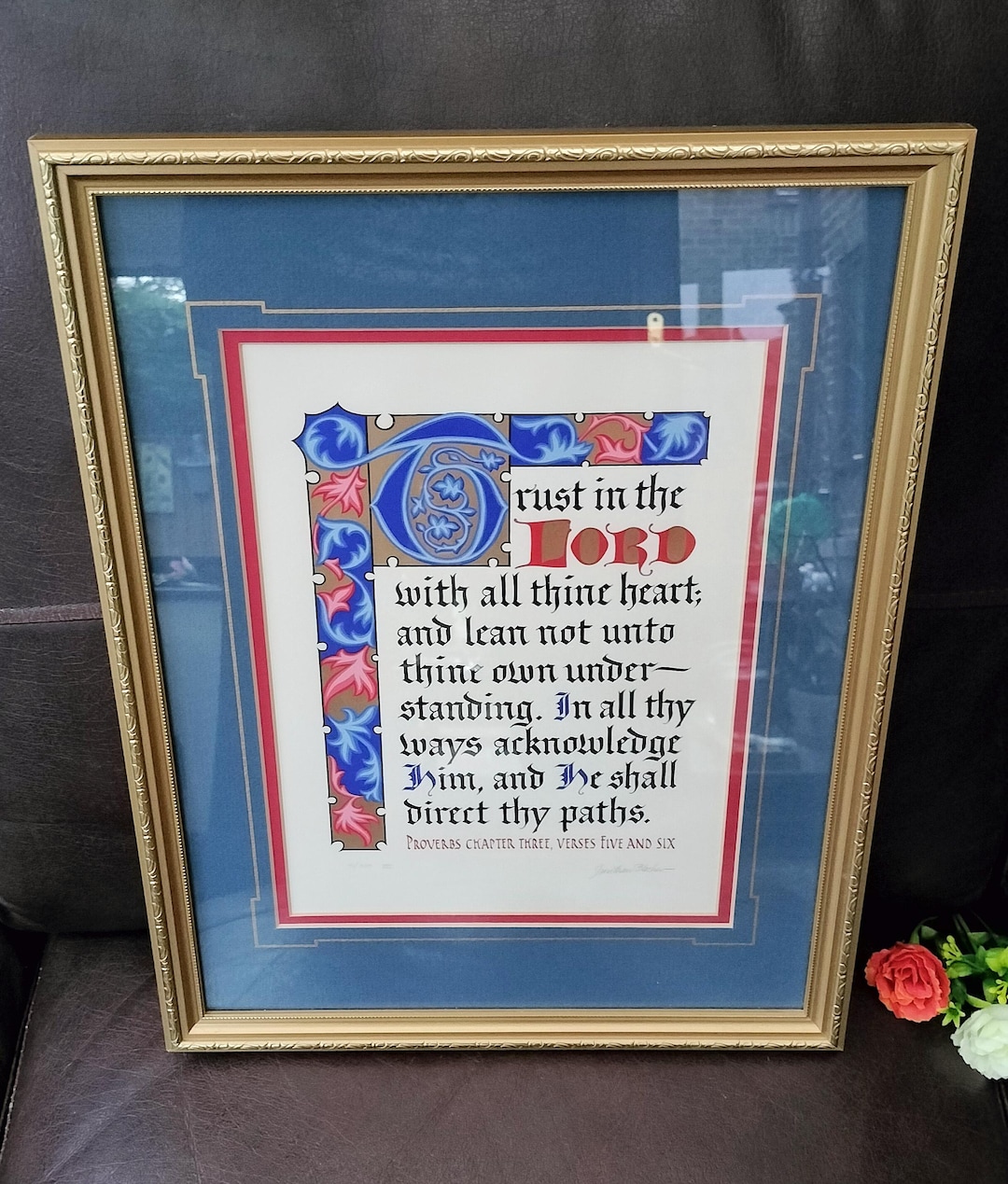 Proverbs 3:5-6 Calligraphy Art Print by Jonathan Blocher, Framed ...