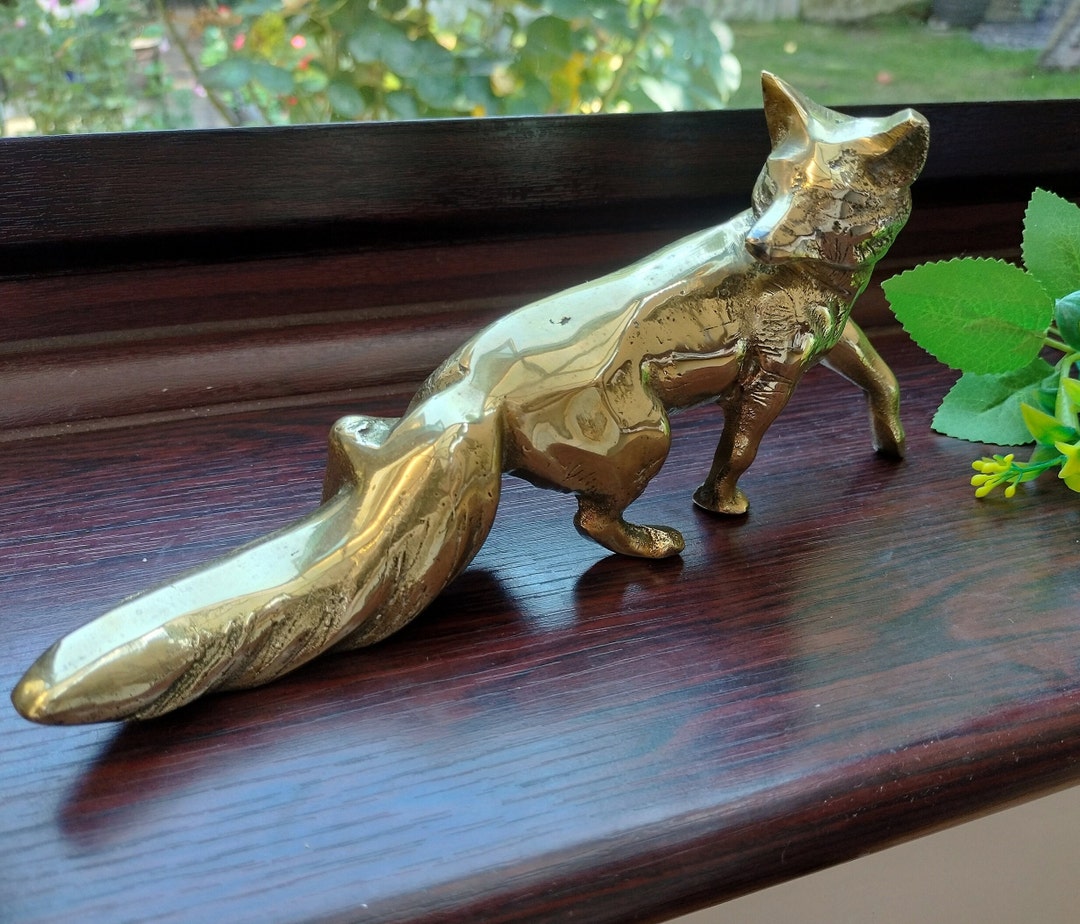 Solid Brass Fox, Heavy Vintage Hearth Ornament, Nature Lover Gift - Etsy