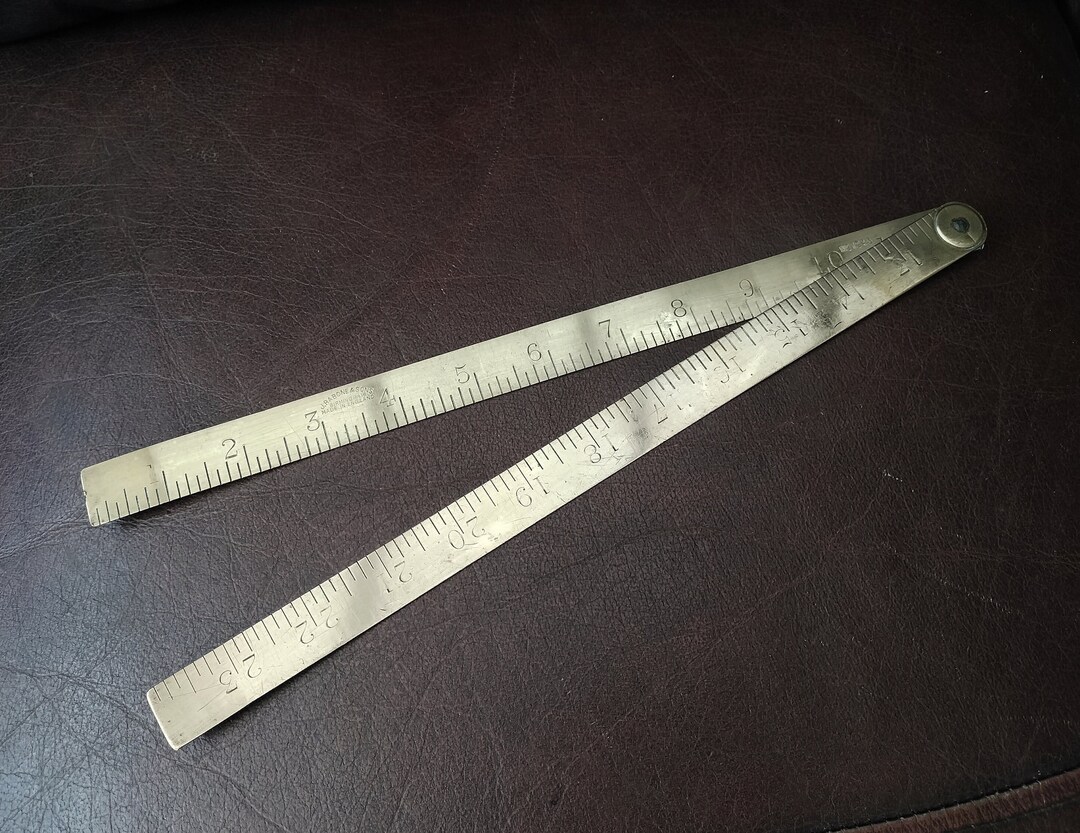2 Foot Brass Ruler, Made in England by Rabone, No. 1243, Vintage Tool ...