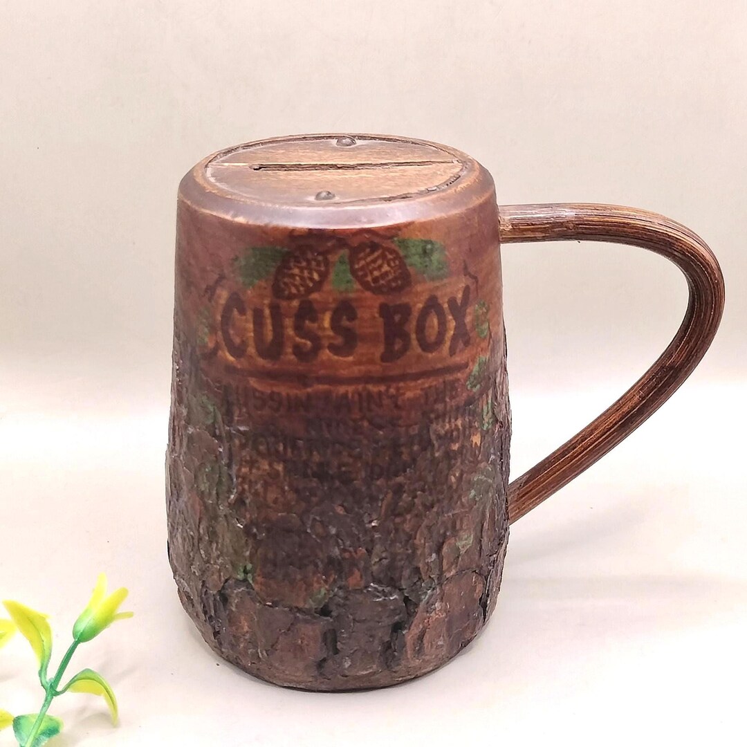 Cuss Box, Wooden Mug With Lid & Original Label, Funny Rustic Decor - Etsy