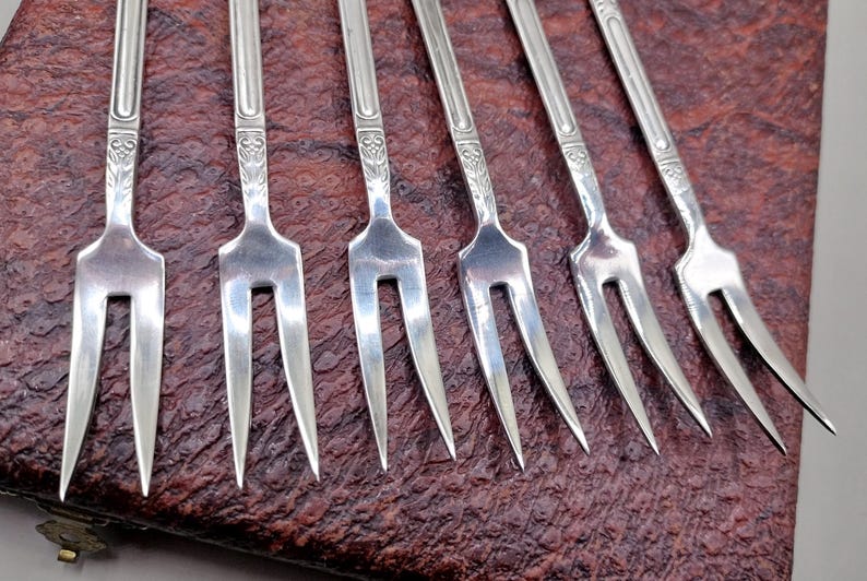 Apostle Cake Forks, Matching Set of 6, Made in England, Satin Lined ...