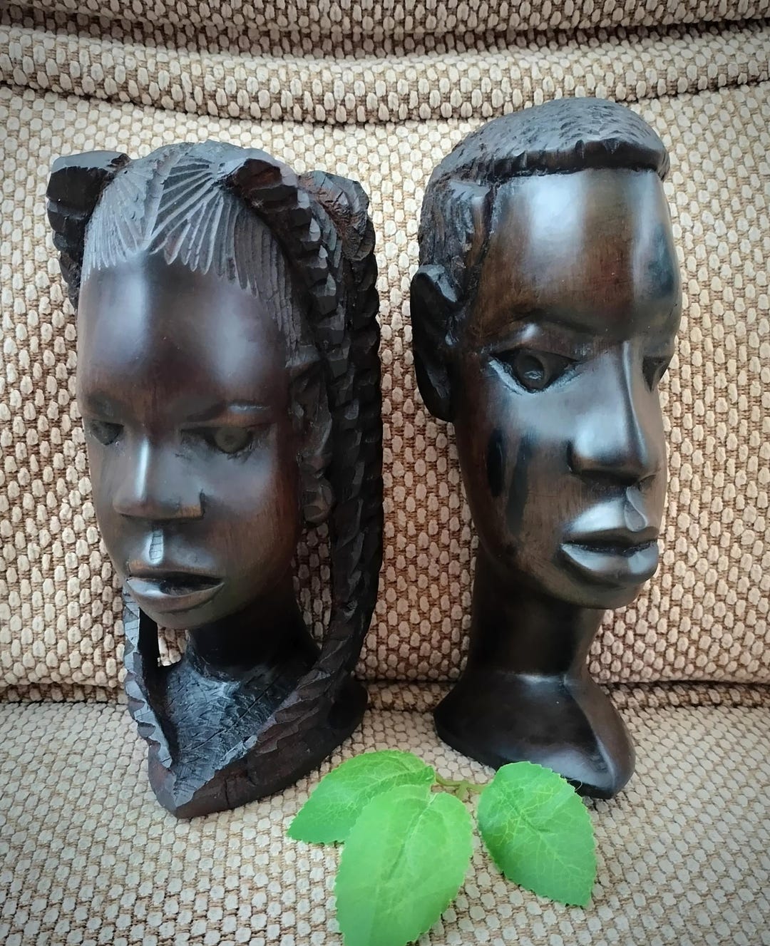 Pair of African Busts, Young Couple, Handsomely Carved Dark Hardwood ...