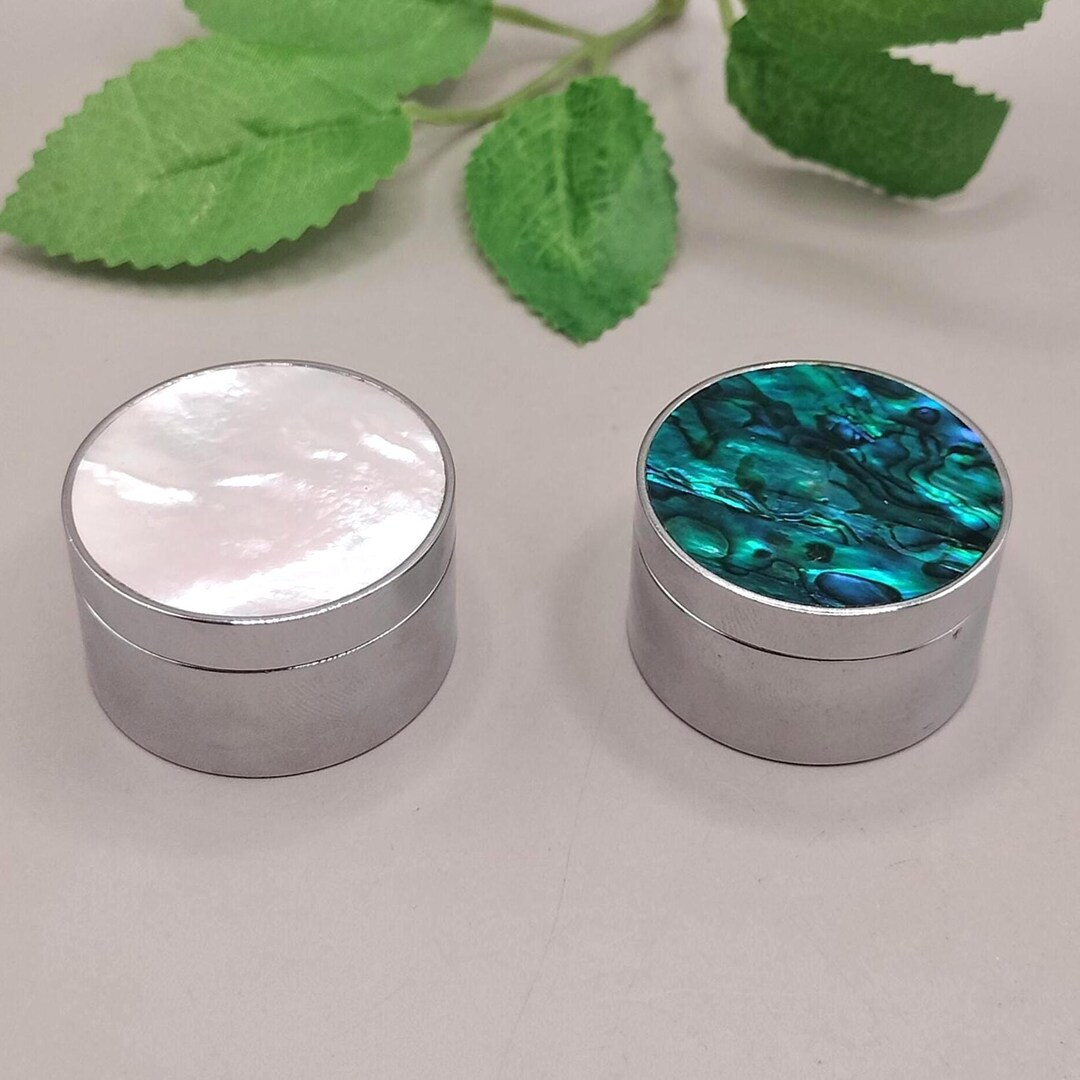 PAIR of Pearly Pill Boxes, Mother of Pearl & Abalone Style Lids, Tiny ...