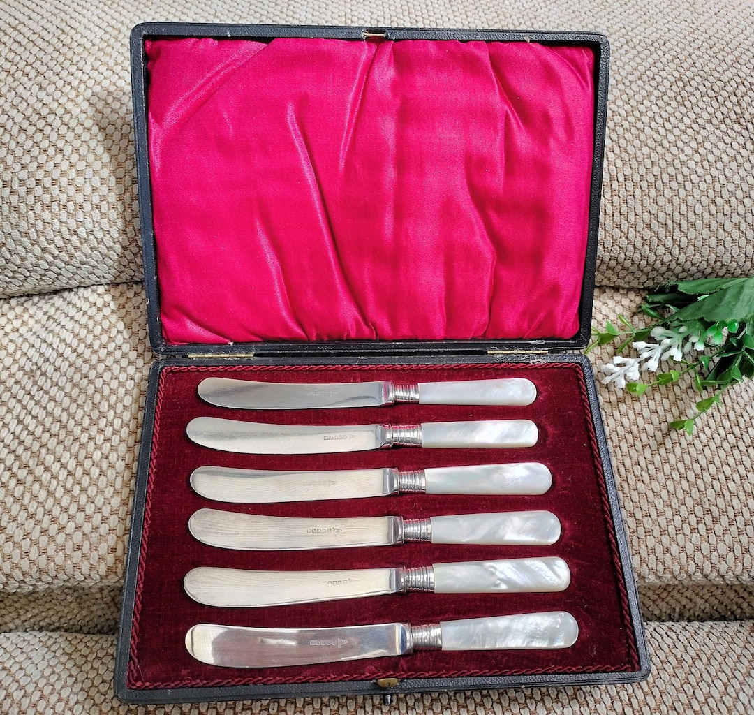 Antique Set Mother of Pearl Butter Spreaders Walker & Hall 6 - Etsy