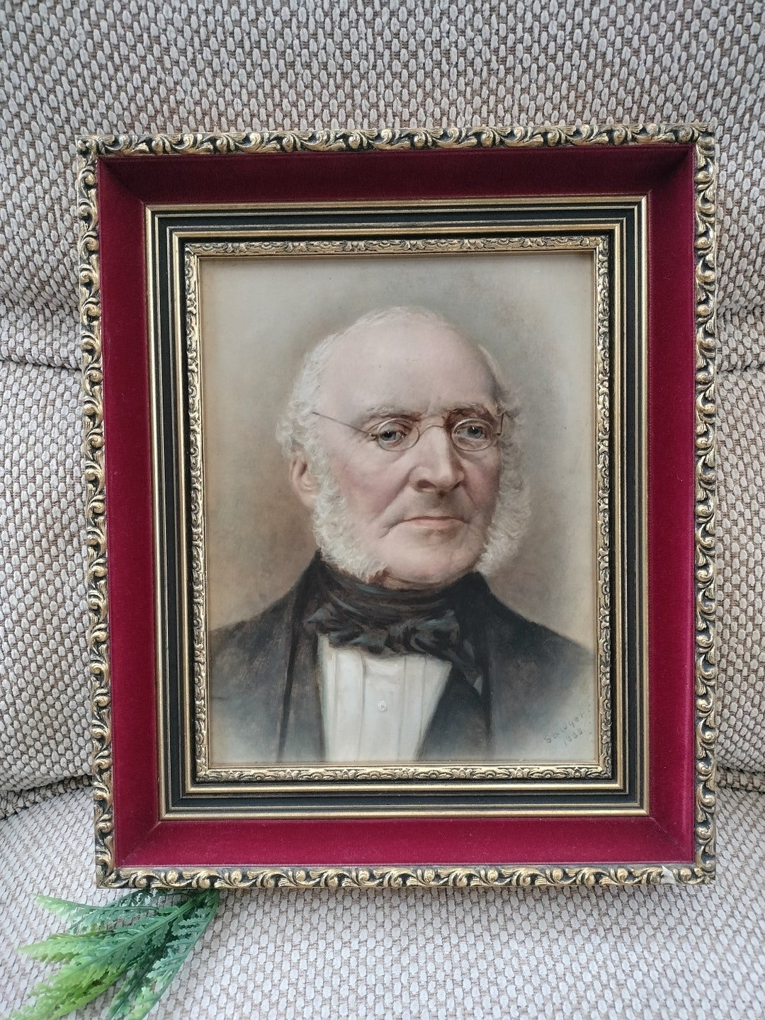 Antique Portrait, 11x13 Handsomely Framed Oil Painting on Canvas ...