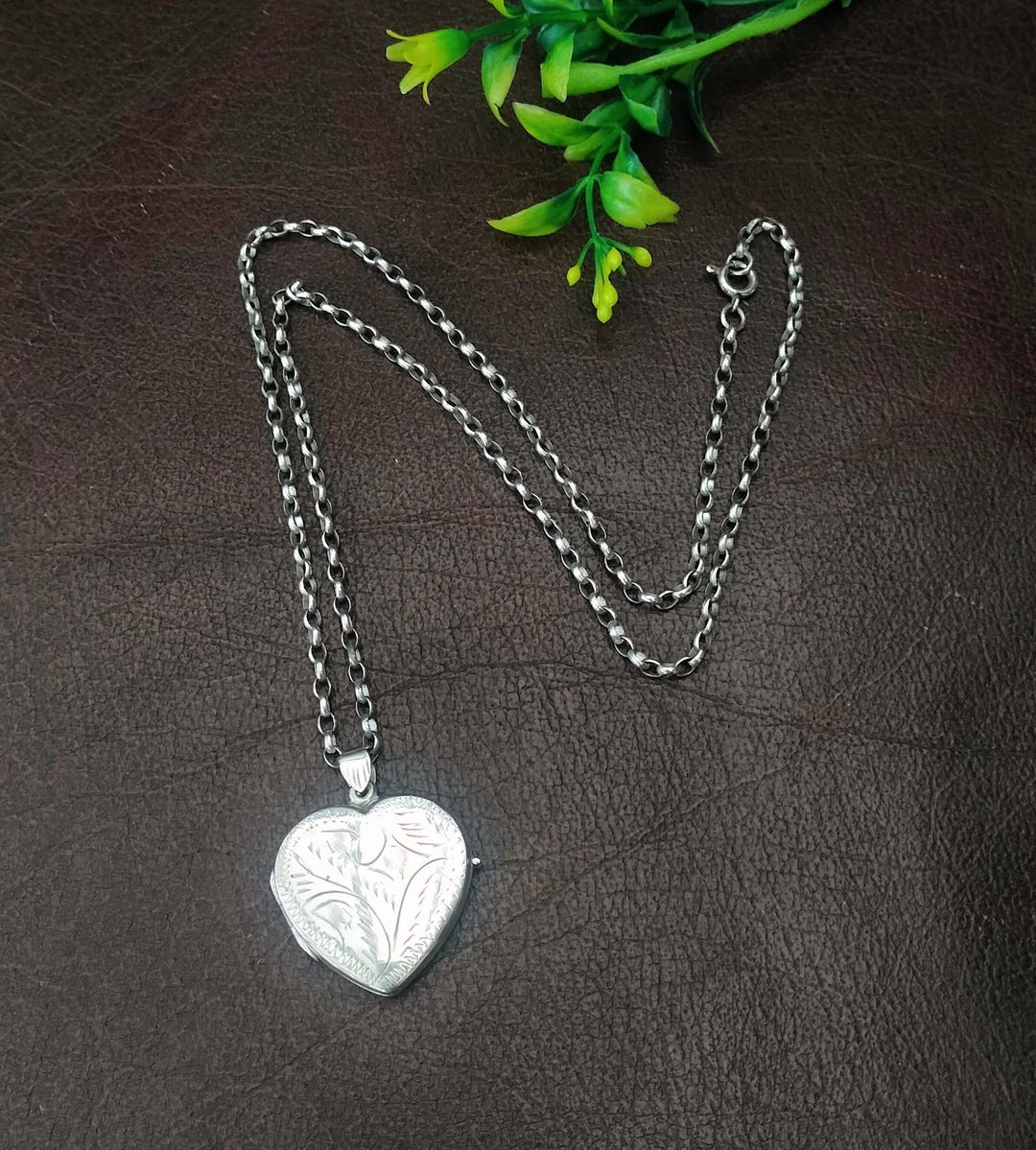 Silver Heart Locket on Sterling Silver Rolo Chain, Vintage Jewellery - Etsy