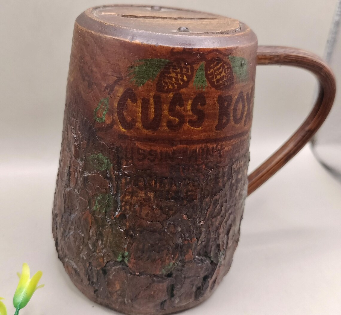 Cuss Box, Wooden Mug With Lid & Original Label, Funny Rustic Decor - Etsy