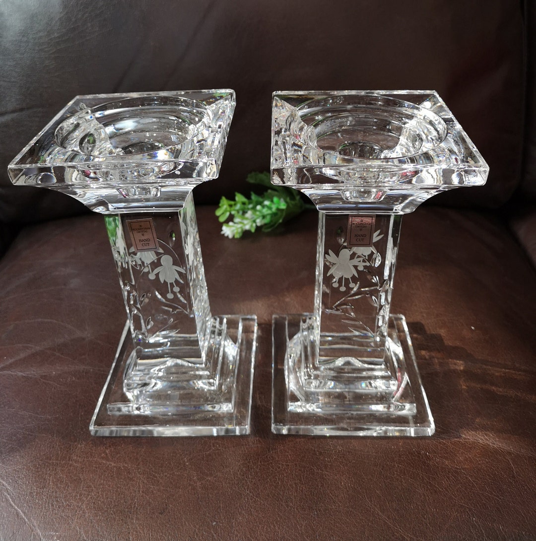 Lead Crystal Candlesticks Beautiful and Heavy Pillars With - Etsy UK
