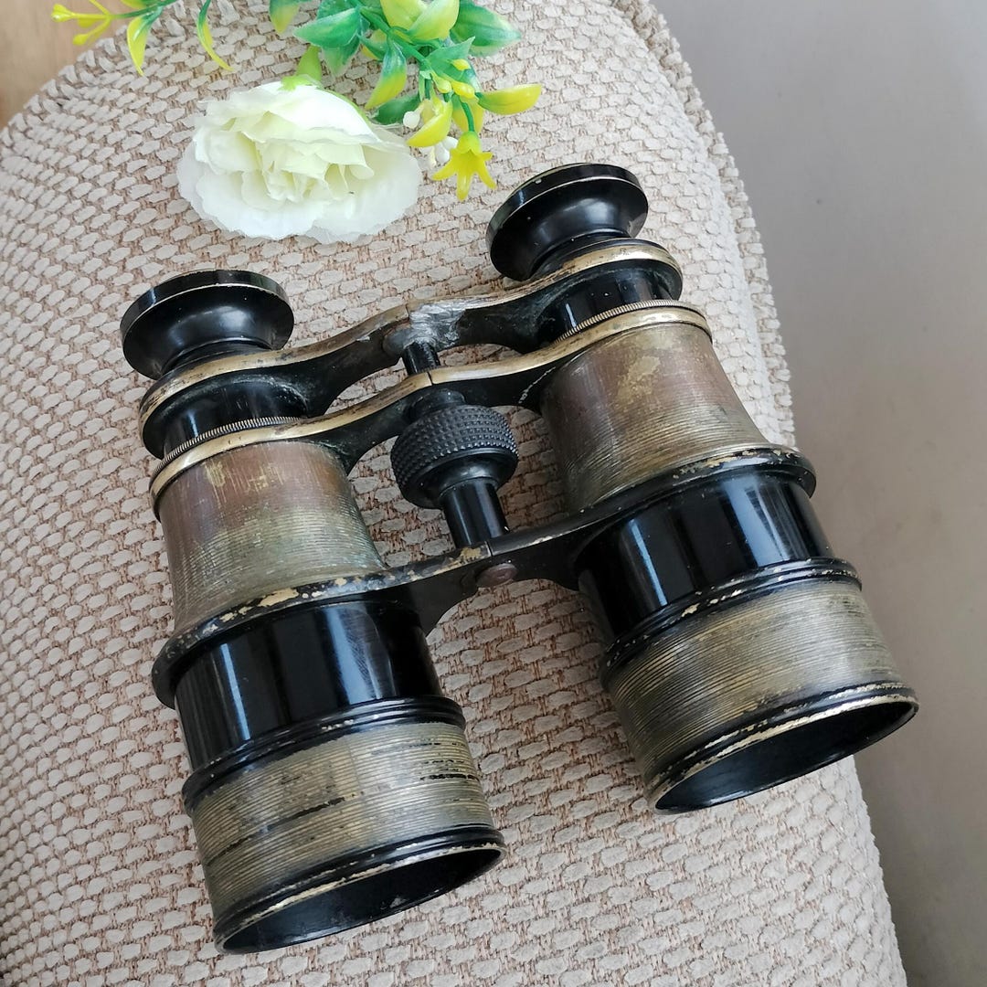 Antique Binoculars, WW1 Field Glasses With Lens Shades, Unmarked Brass ...