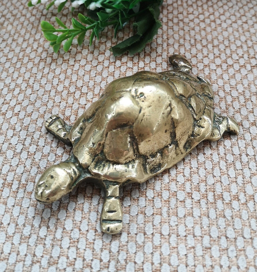 Lovely Brass Tortoise, Heavy for Its Size, Cute Garden Ornament, Turtle ...