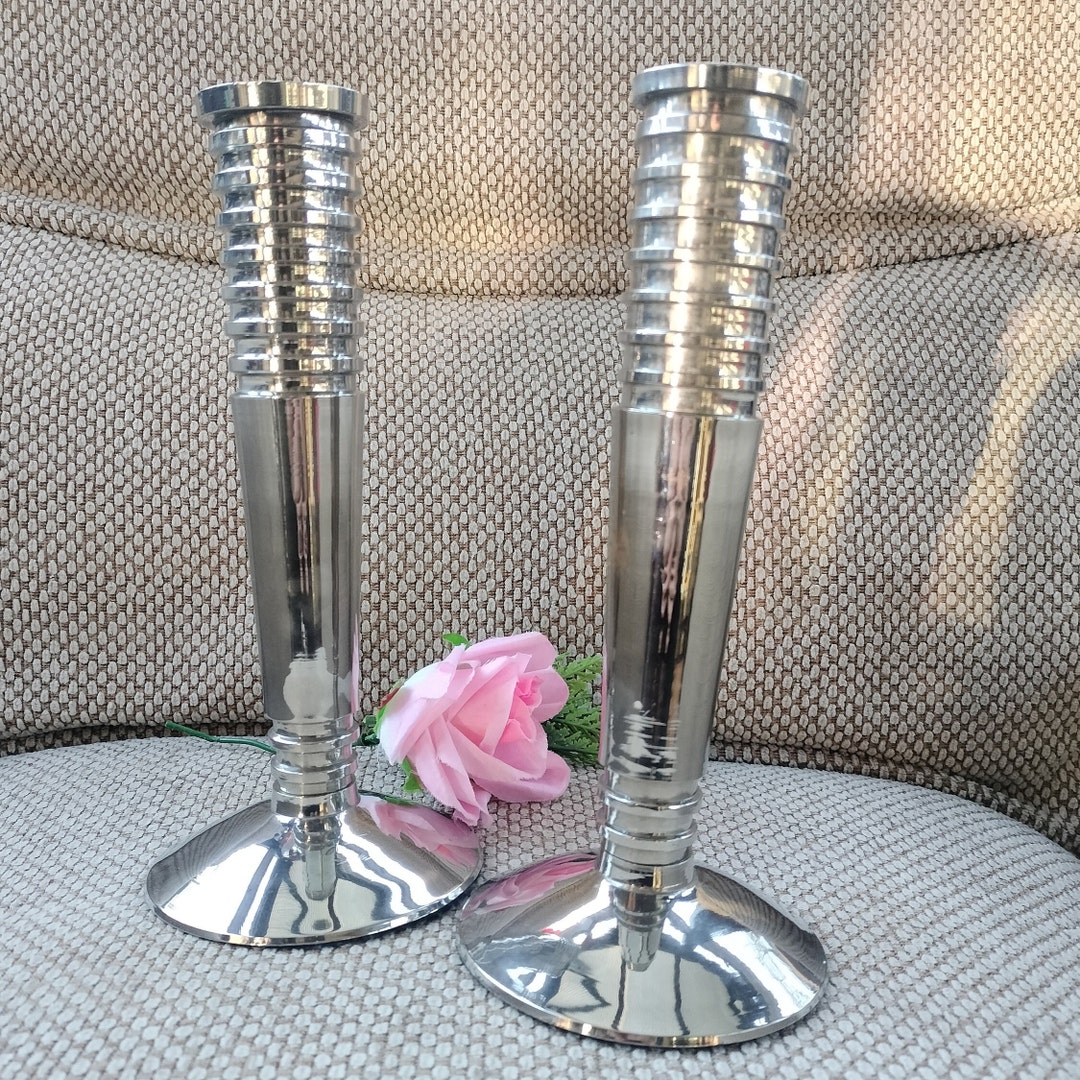 Art Deco Candlesticks, 8 1/2" Tall, Chunky Candle Holders, Olympic ...