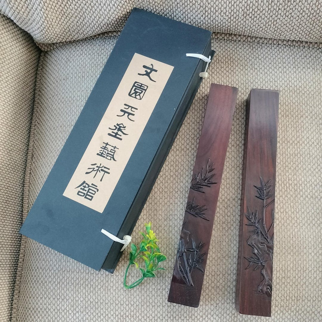Chinese Paperweights in Gift Box, Calligraphy Scroll Holders, Bamboo ...