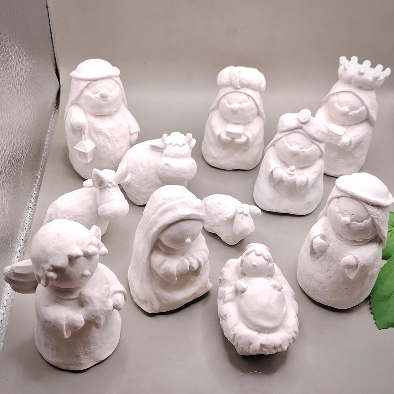 White Plaster Nativity - Etsy