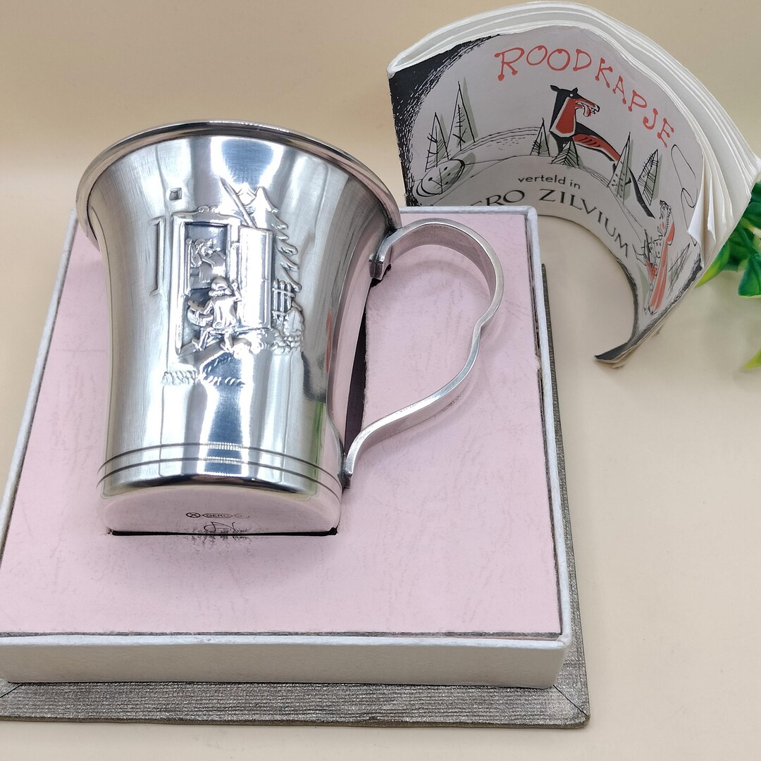 1950s Christening Mug, Little Red Riding Hood, Dutch Silverplated Cup ...