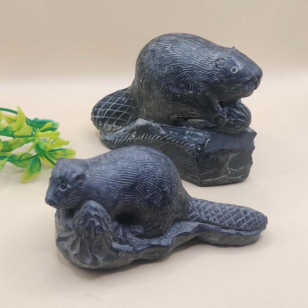 Handmade Beaver Figurines: Canadian Folk Art Pair - Etsy