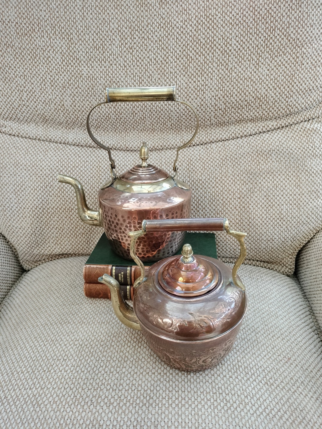Large Copper Kettle, Vintage Swan Neck Spout, Hammered Copper Still ...