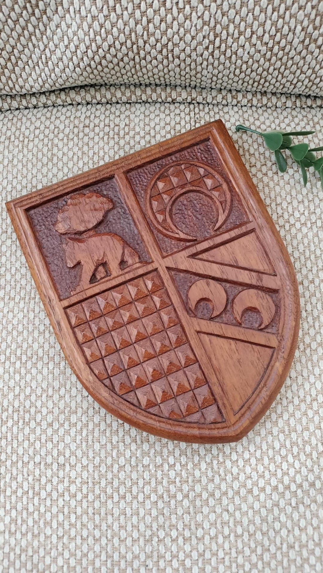 Wooden Shield for Wall Decor, Carved With St. Francis Xavier Coat of ...