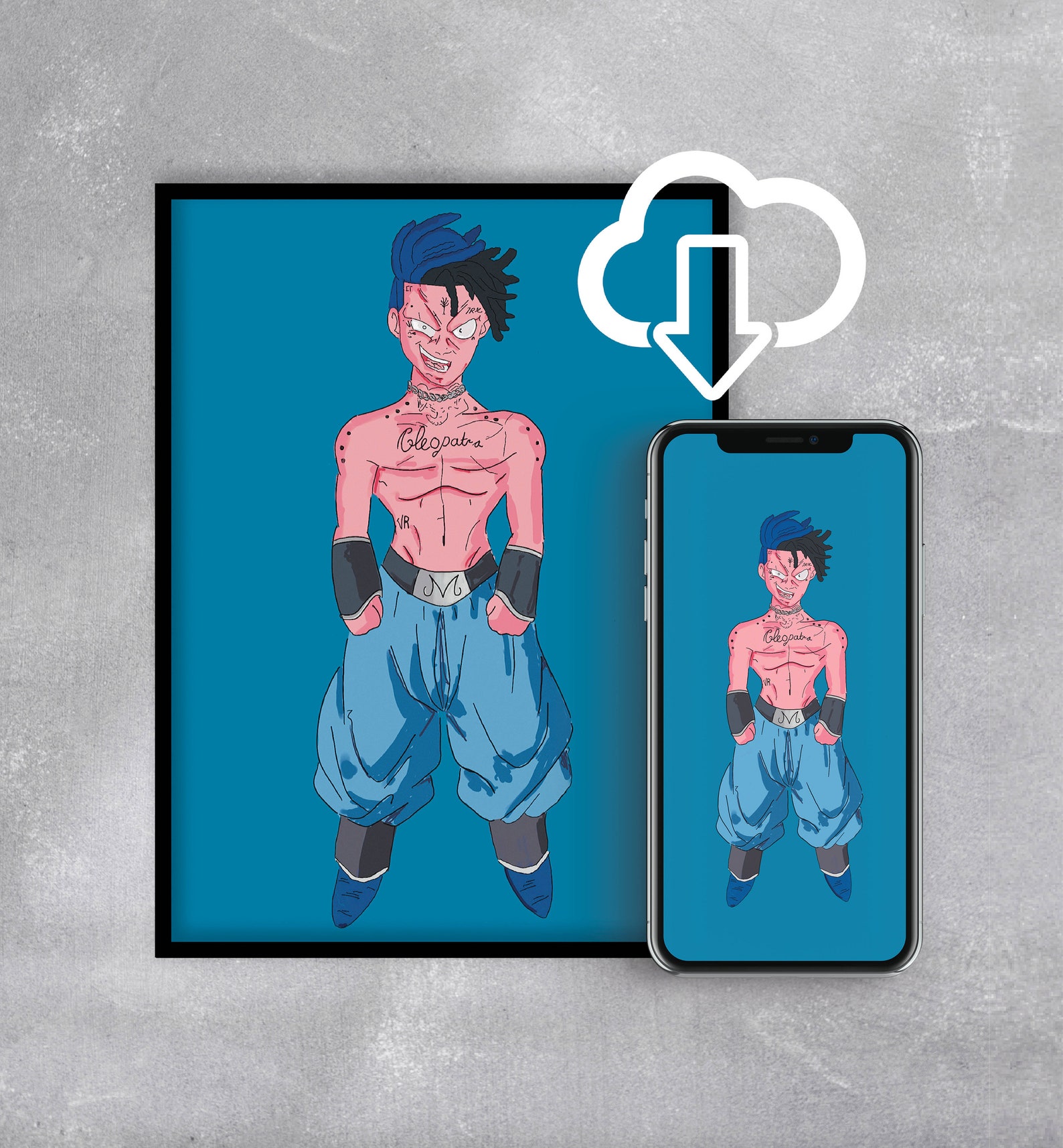 Digital Xxxtentacion X Dragon Ball Z Majin Buu Print Pop Etsy