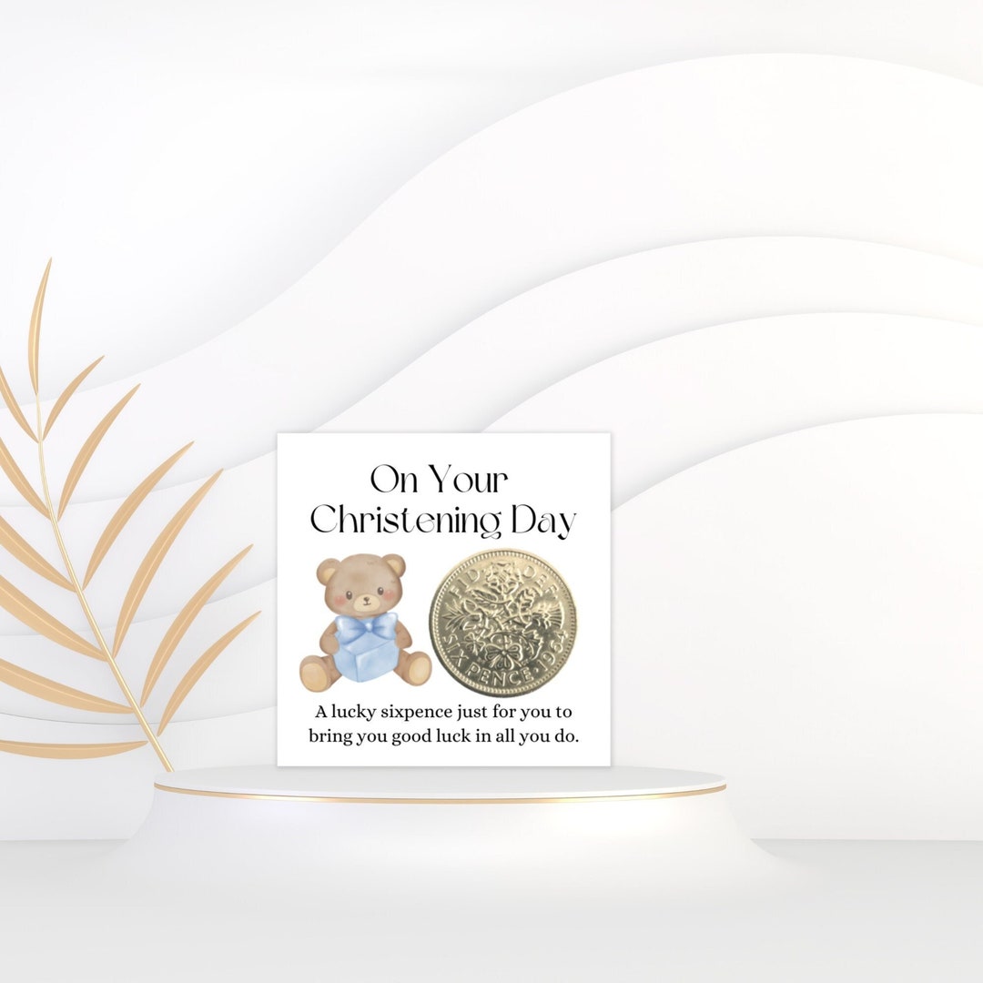 Christening Keepsake for Boys - Lucky Sixpence Coin - Christening Gift ...