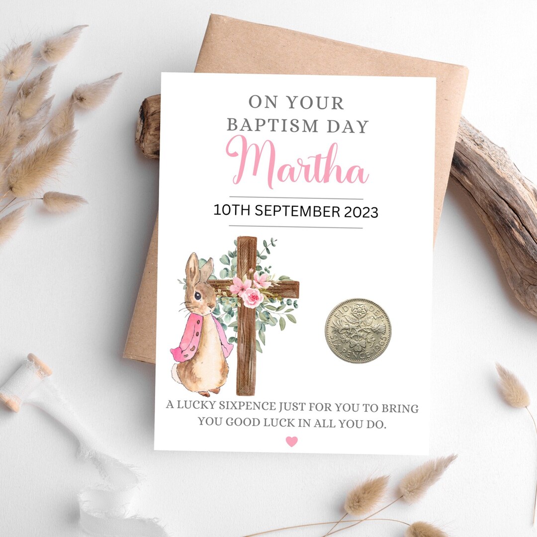 Baptism Gift for Girl - Lucky Sixpence Coin - Personalised Baptism ...