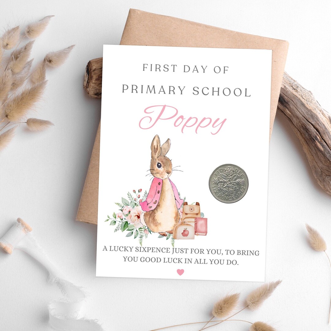 First Day of Primary School Keepsake - Lucky Sixpence Coin ...