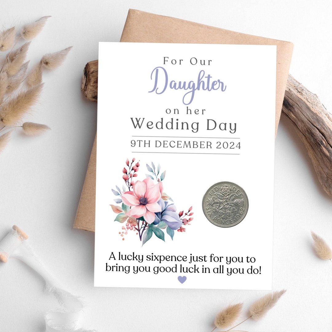 Daughter on Wedding Day - Lucky Sixpence Coin for Bride -daughter Gift ...