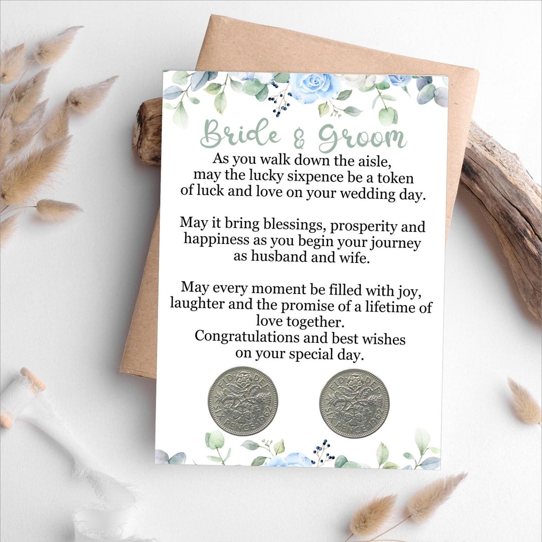 Bride and Groom Keepsakes - Lucky Sixpence Coin - Good Luck Wedding ...