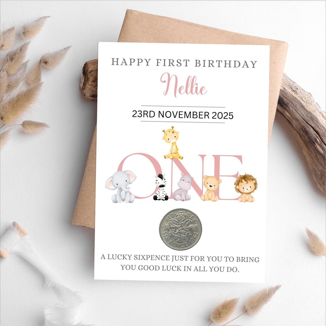 Baby's First Birthday Gift Girls - Lucky Sixpence Coin - Baby Girl ...