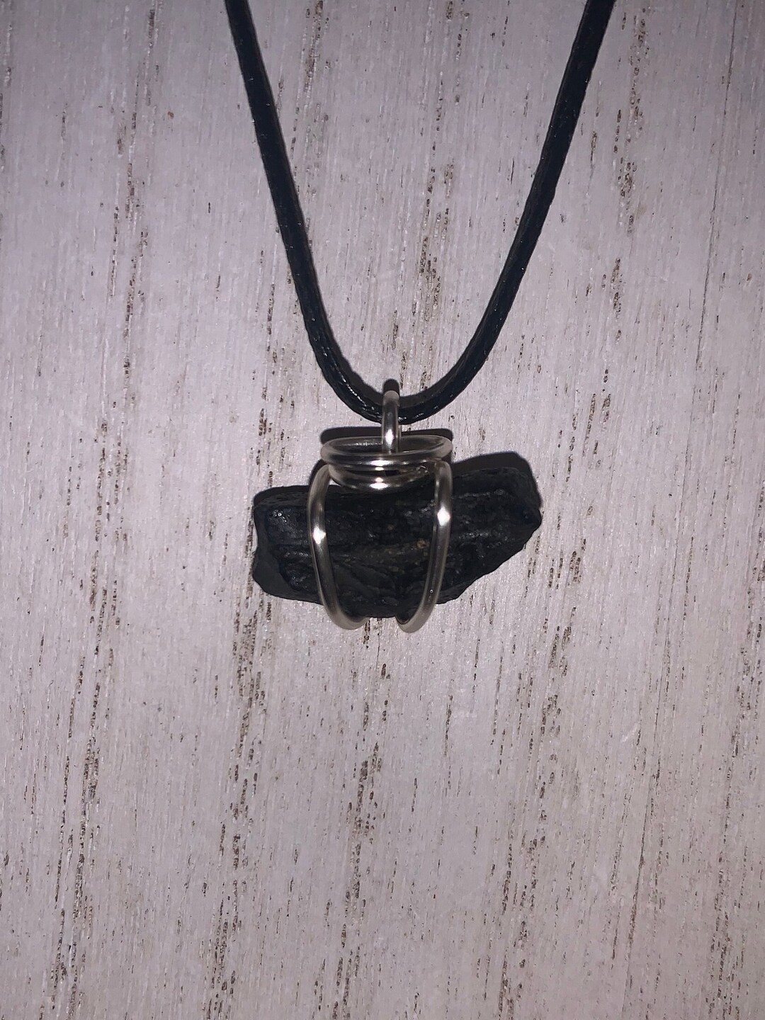 Handmade Raw Tektite Meteorite Crystal Gold Tone Wire Wrapped Pendant ...