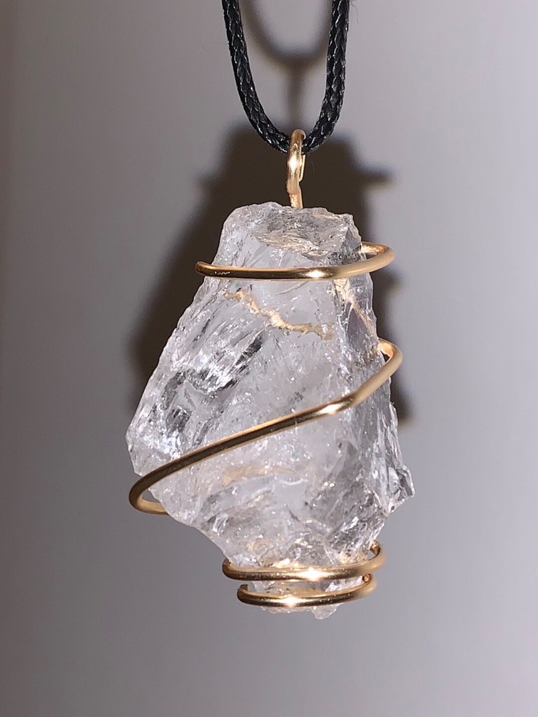 Handmade Natural Satyaloka Quartz Azeztulite Elestial Crystal Necklace ...