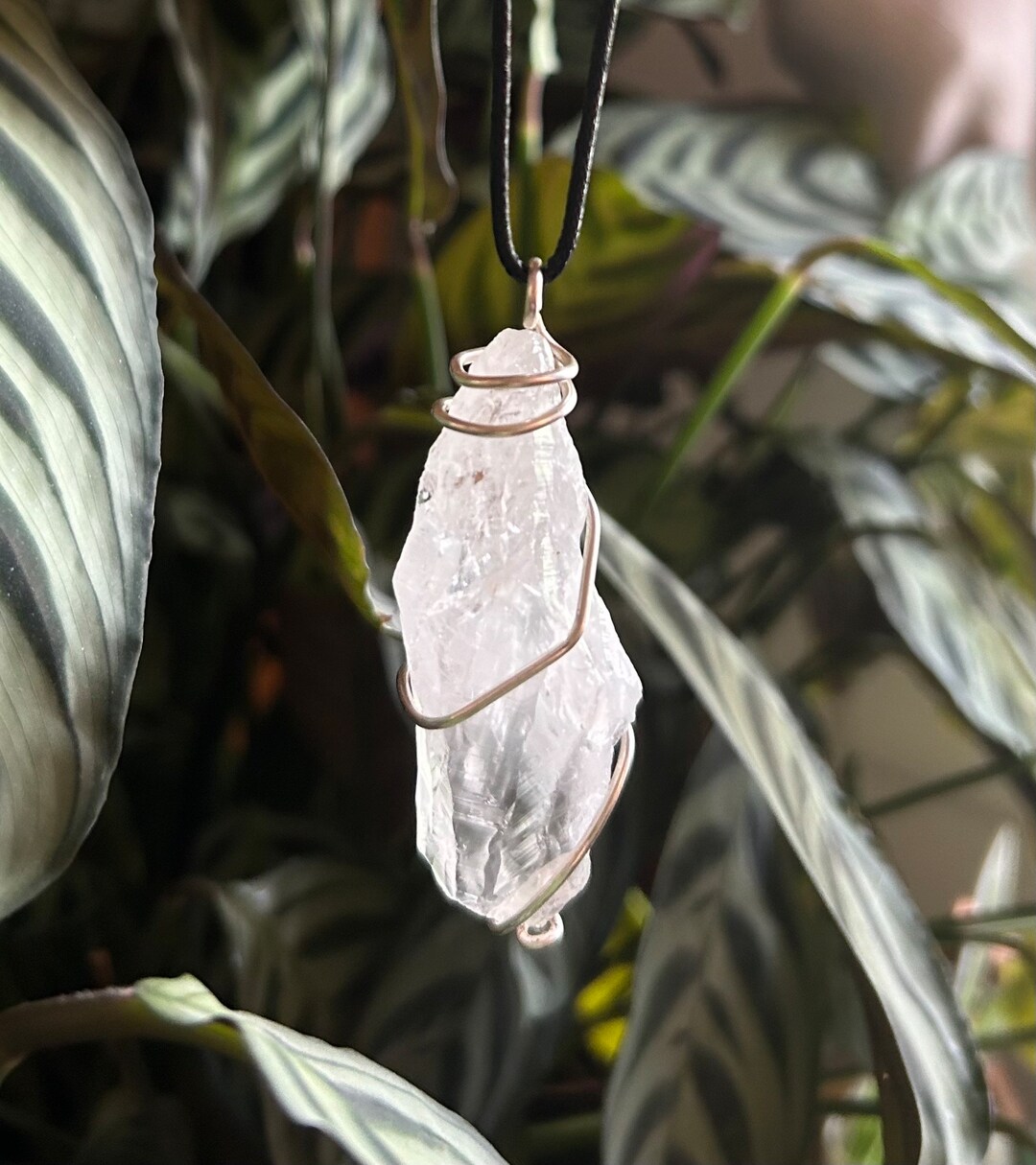 Handmade Natural Satyaloka Quartz Azeztulite Elestial Crystal Necklace ...