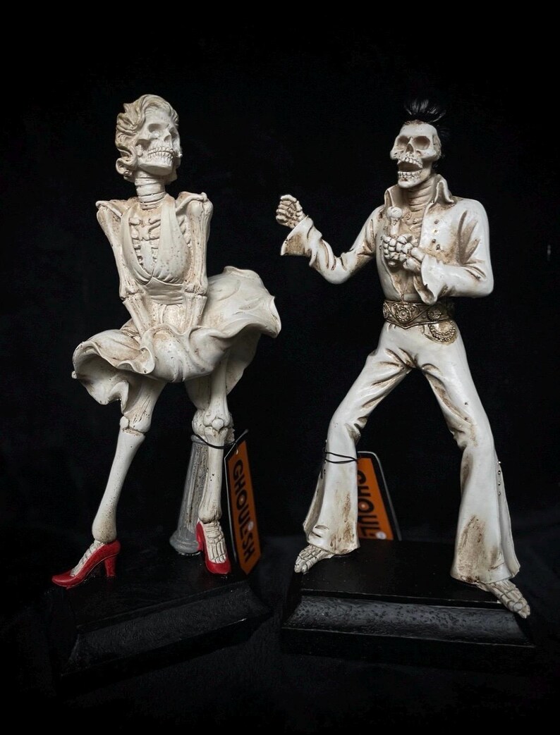 Elvis Presley and Marilyn Monroe Skeleton Figurines HALLOWEEN New - Etsy