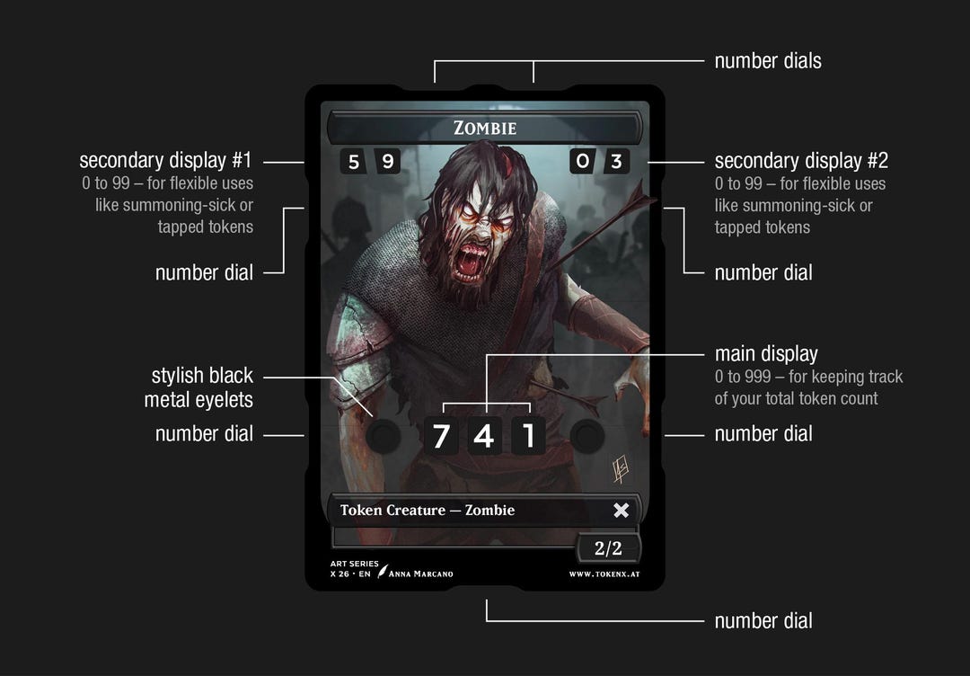 ART SERIES Zombie Ultra Token Counter With 7 Built-in Number Displays ...